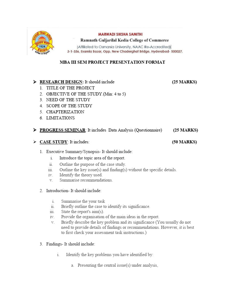 MBA Project Presentation Guidelines | PDF | Methodology | Cognitive Science