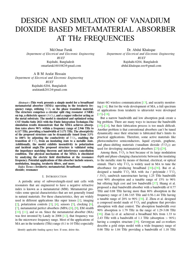 Metamaterial Absorber by VO2-6 | PDF | Science & Mathematics | Technology & Engineering