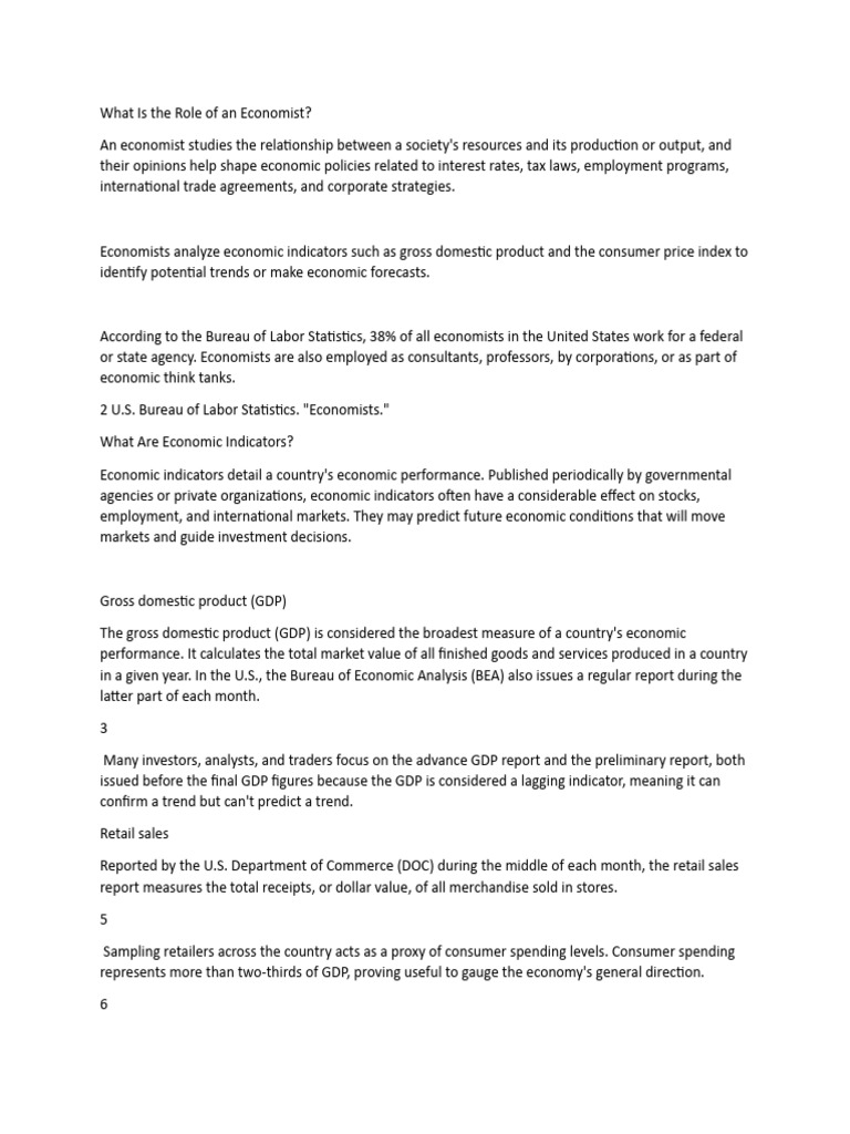 Role of An Economist | PDF | Economics | Gross Domestic Product