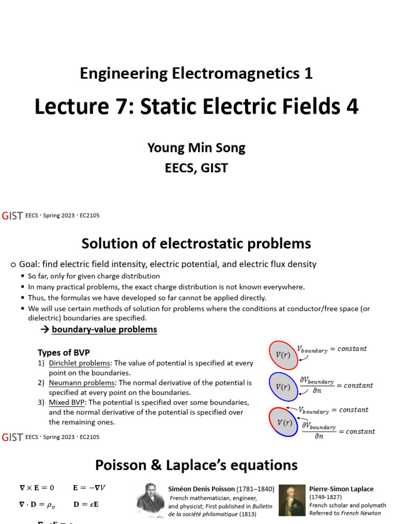 EC2105 Lecture 7 E-Field4 | PDF | Equations | Boundary Value Problem