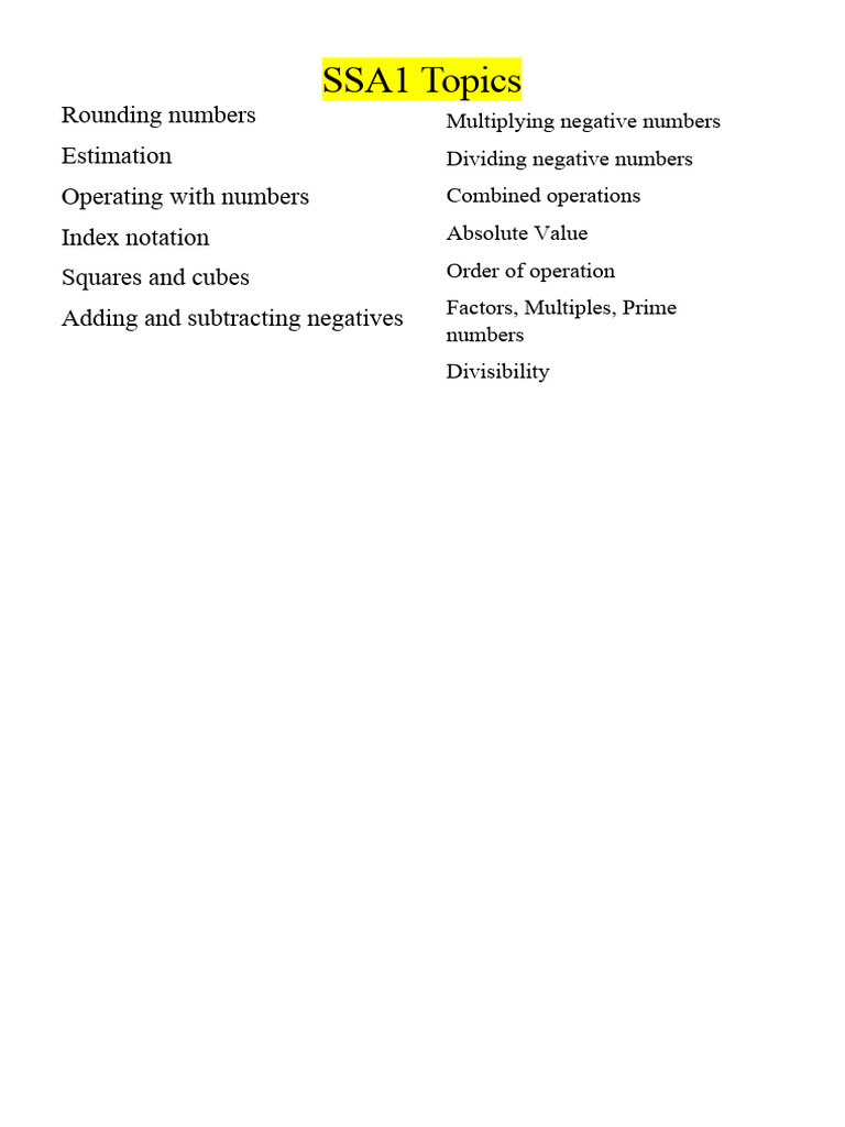SSA1 Topics | PDF