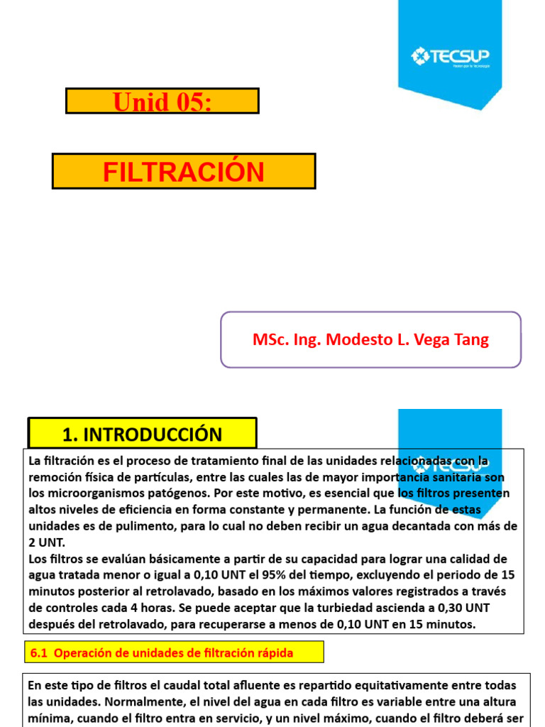 Filtración de Agua: Proceso y Parámetros | PDF | Filtración | Agua