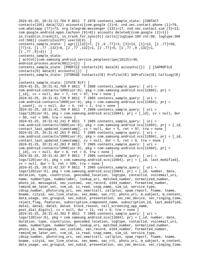 Contacts and Call Log Data Analysis | PDF
