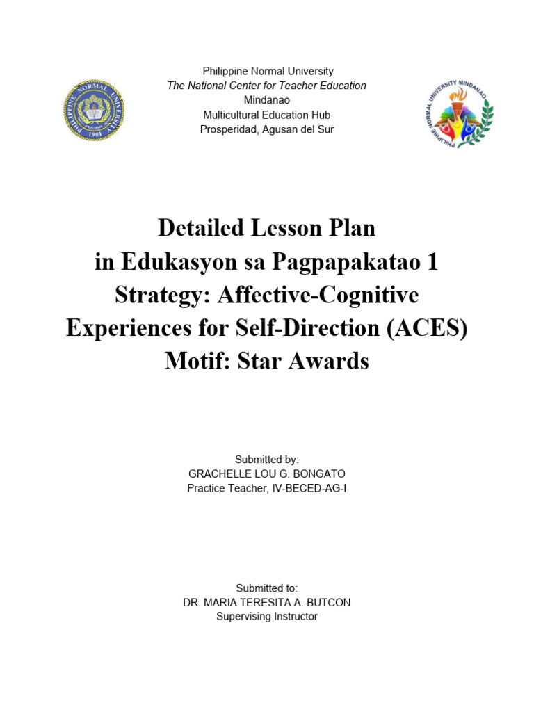 Detailed Lesson Plan in Teaching ESP 1 - My Potentials (ACES ...
