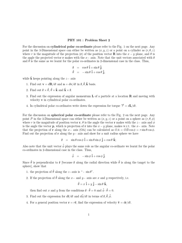 Problem Sheet 2 | PDF | Rotation Around A Fixed Axis | Euclidean Vector
