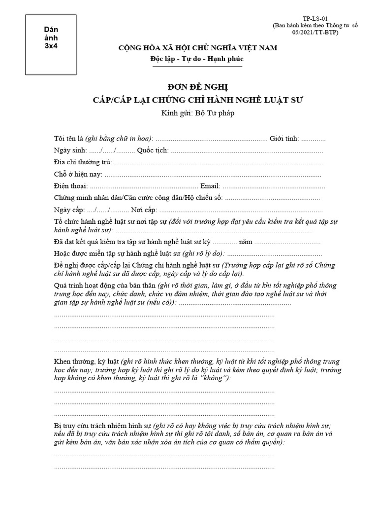 Ho So Cap Chung Chi Hanh Nghe LS 2021 | PDF