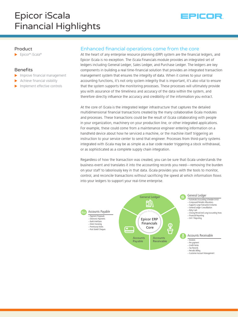 Epicor IScala Financial Highlights FS ENS | PDF | Accounts Payable ...