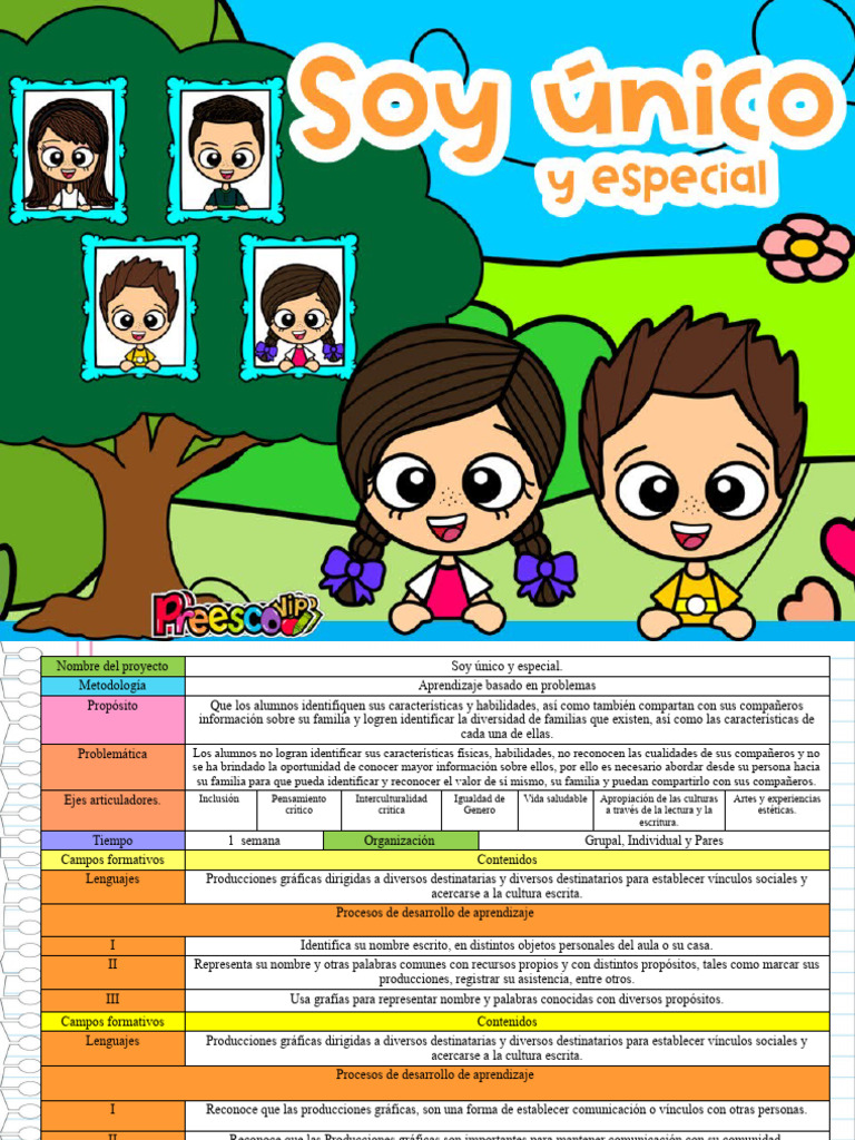 Proyecto "Soy Único y Especial" | PDF | Inclusión (Educación) | Aprendizaje