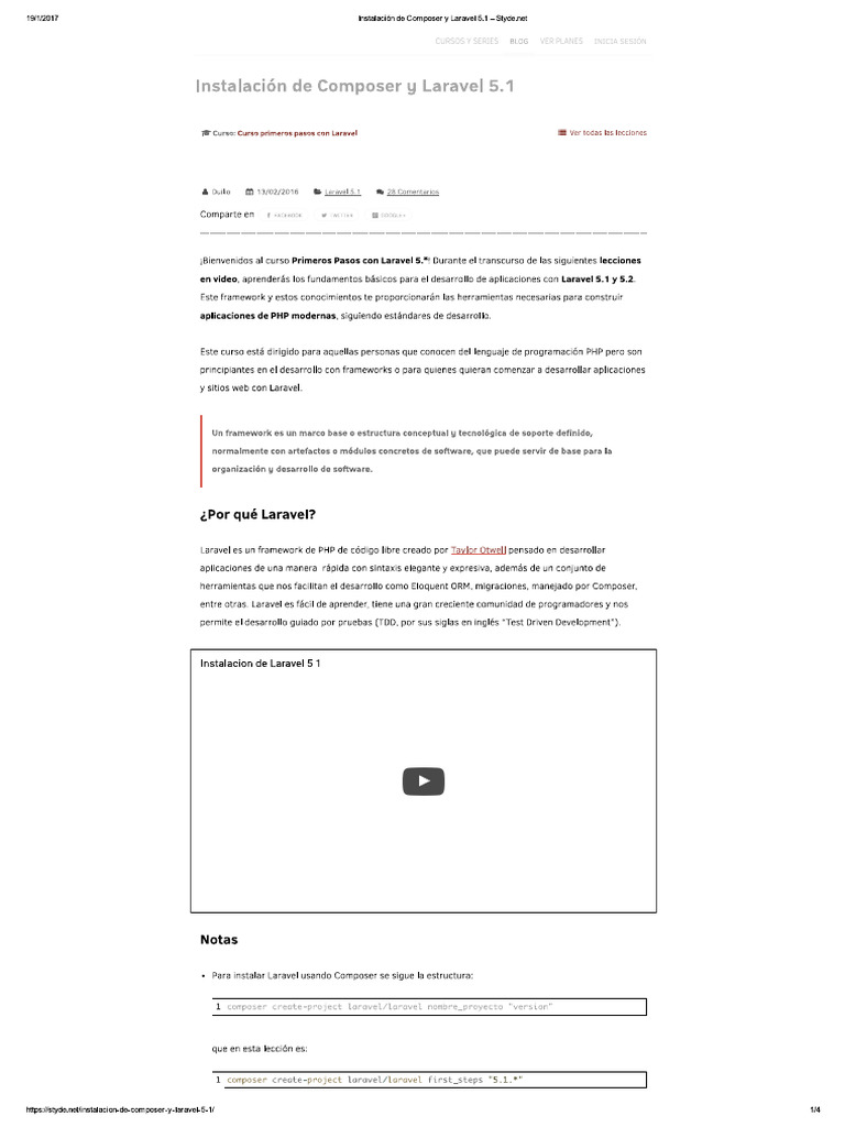 Instalación de Composer y Laravel 5.1 | PDF Instalación de Composer y Laravel 5.1 | PDF