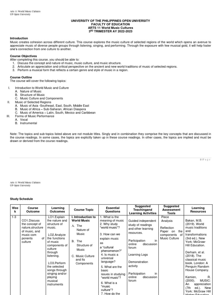 UPOU Arts 11 Course Guide 22-23 | PDF | Academic Dishonesty | Academic Integrity