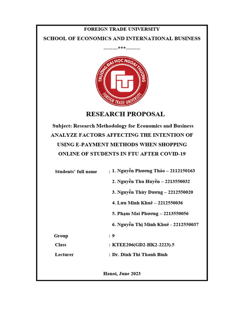 Research Proposal Group 9 1 | PDF | Sampling (Statistics) | Quantitative Research