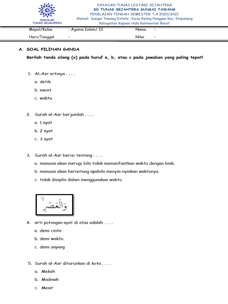 Soal PTS KLS II | PDF