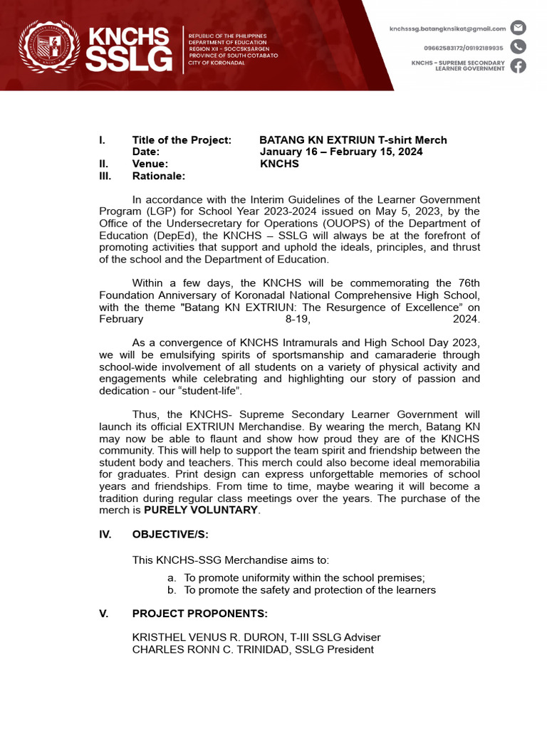 SSLG Id Merch Project Proposal | PDF | Business | Marketing