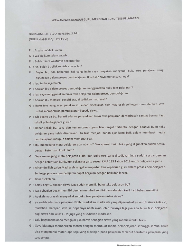 D.5. Buku Teks Dalam Bentuk Cetakan Dan Digital (Daftar Buku & Hasil Wawancara) | PDF