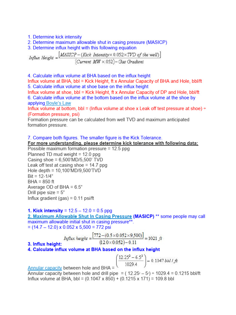Kick Tolerance | PDF | Pressure | Mechanical Engineering
