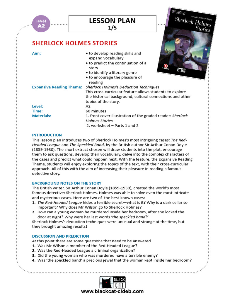 Sherlock Holmes Lesson Plan A2 | PDF | The Red Headed League | Sherlock ...