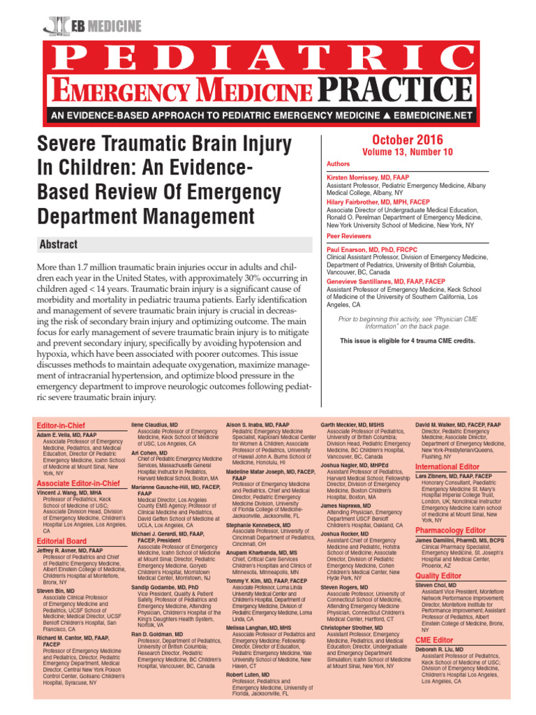 Severe Traumatic Brain Injury in Children. An Evidence-Based Review of ...