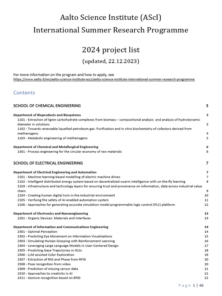 AScI Summer Research Project List 2024 6 | PDF | Artificial ...