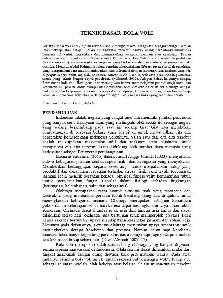 Teknik Dasar Permainan Bola Voli | PDF | Olahraga & Rekreasi