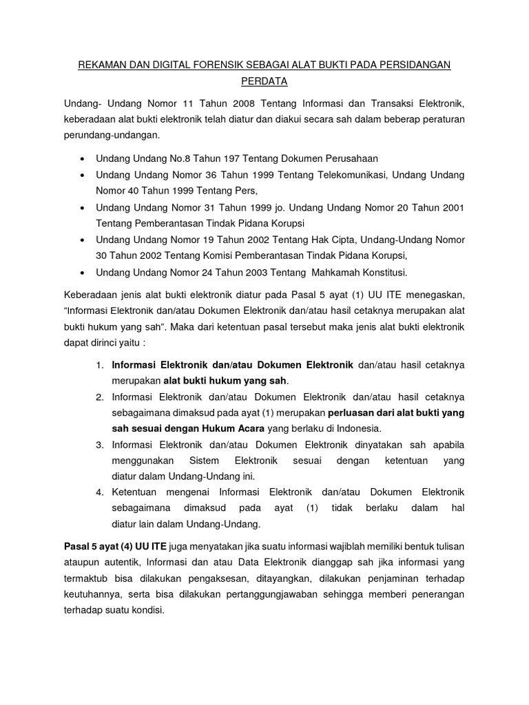 Rekaman Dan Digital Forensik Sebagai Alat Bukti Pada Persidangan ...