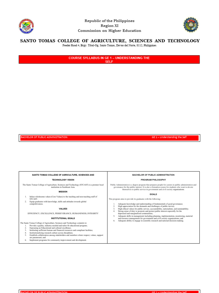 Ge1 Understanding The Self | PDF | Self | Governance
