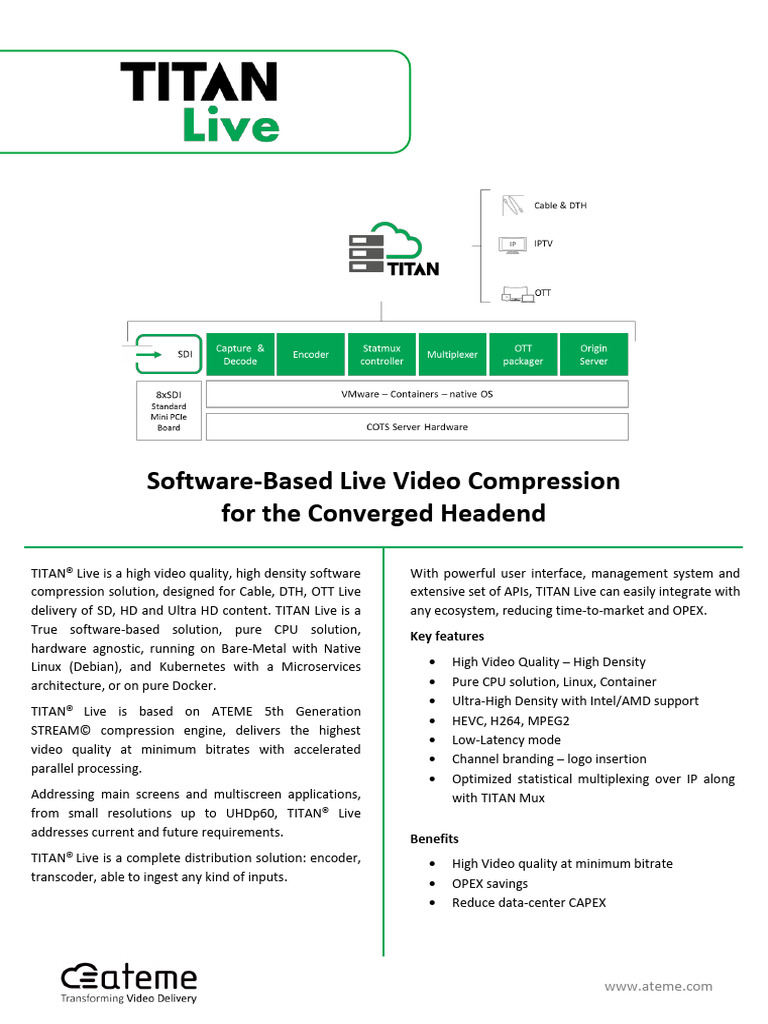 Ateme Titan Live Datasheet | PDF | Video | Broadcasting