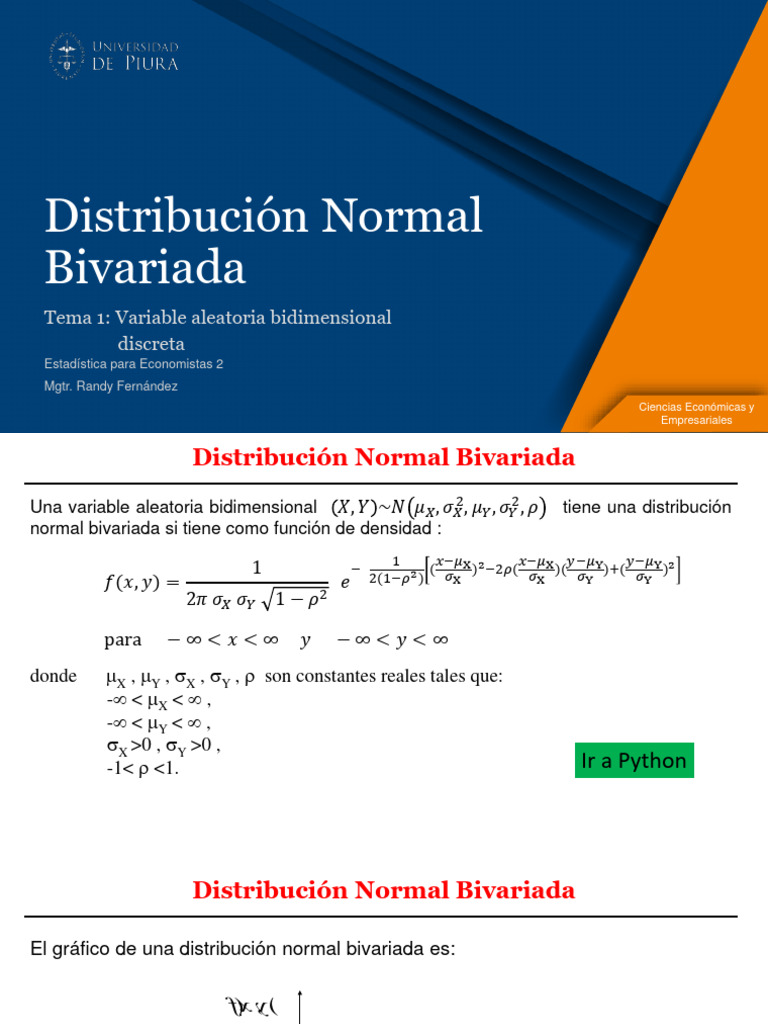 Distribución Normal Bivariada | PDF | Distribución normal ...