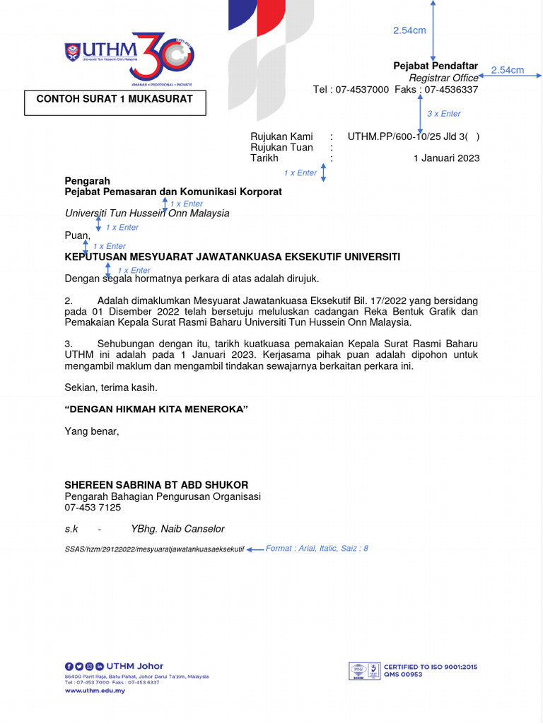 Format Surat Bagi Letterhead Baharu | PDF
