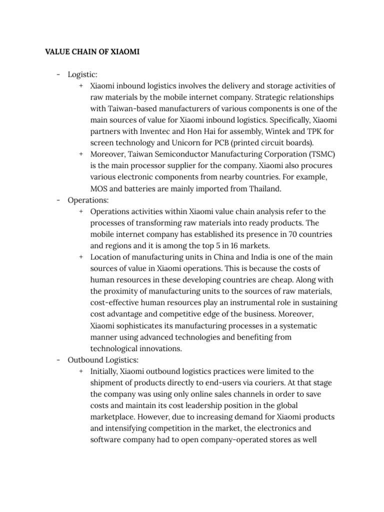 Group 3 16.1 Value Chain Word | PDF | Apple Inc. | Logistics