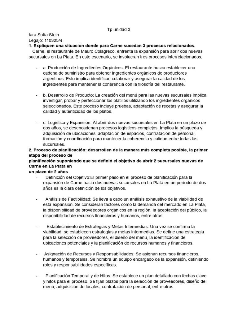 TP Unidad3 | PDF | Planificación | Carne
