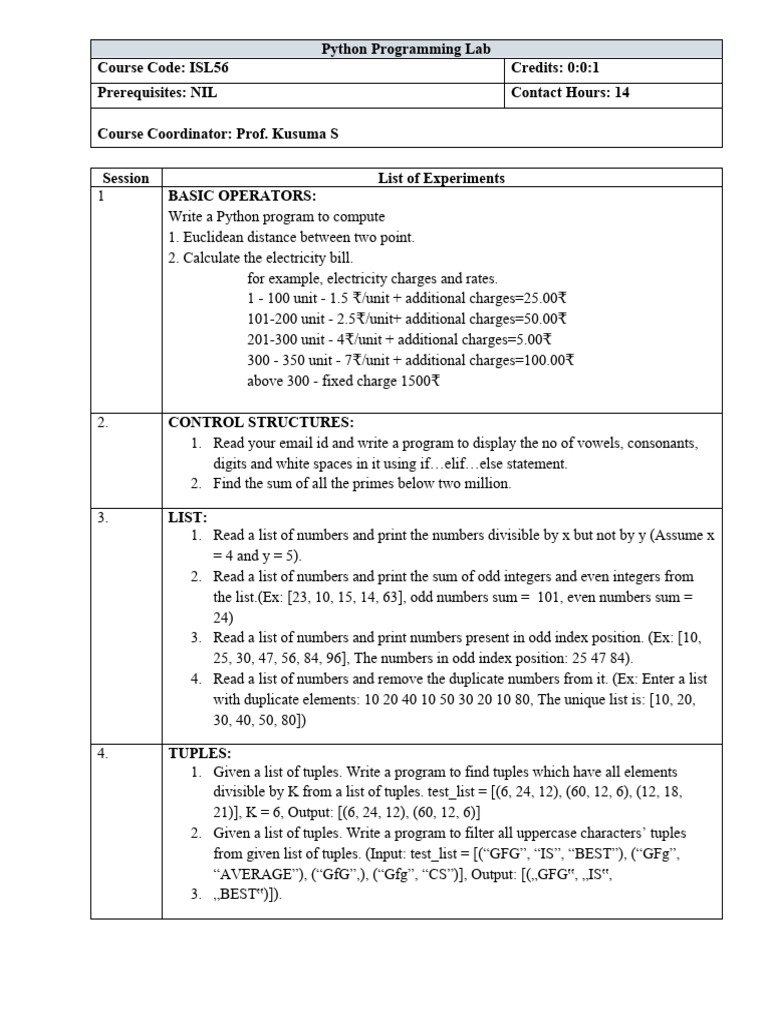 ISL56 Python Lab - EXAM-FINAL-QB | PDF | Method (Computer Programming ...