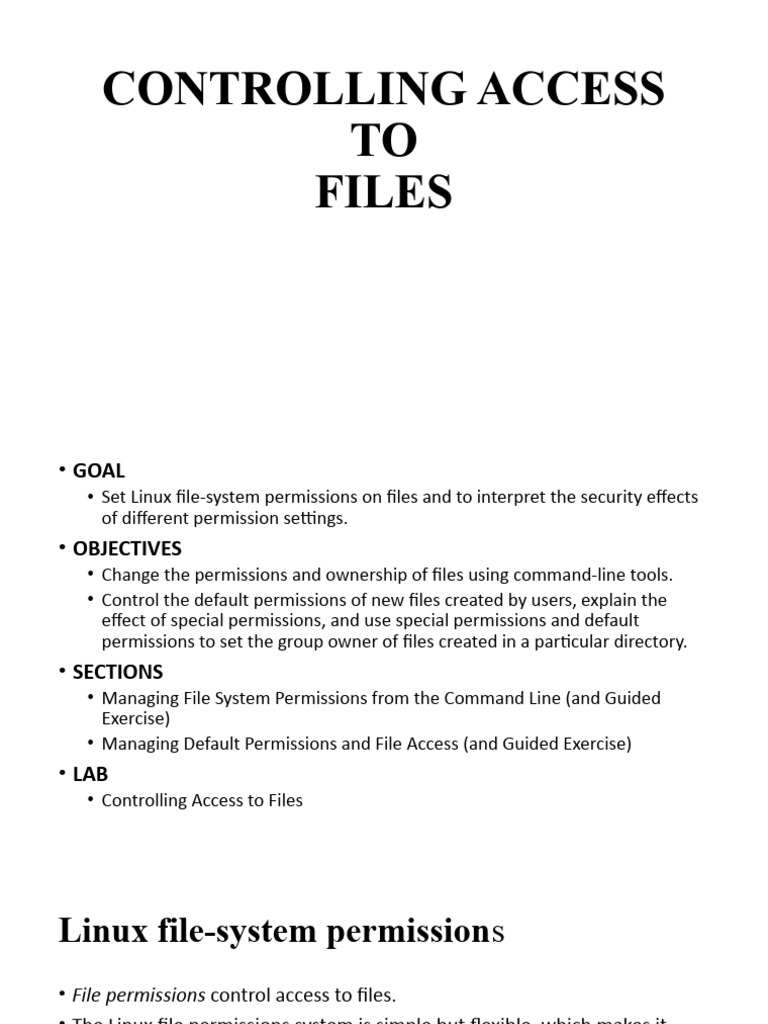 7.controlling Access To Files | PDF | Computer Data Storage | Information Retrieval