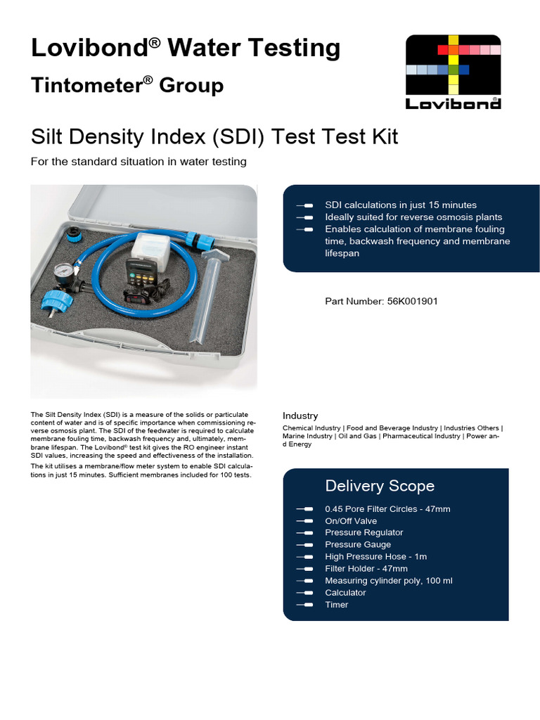 Datasheet 56K001901 - Silt Density Index (SDI) Test Test Kit en | PDF ...
