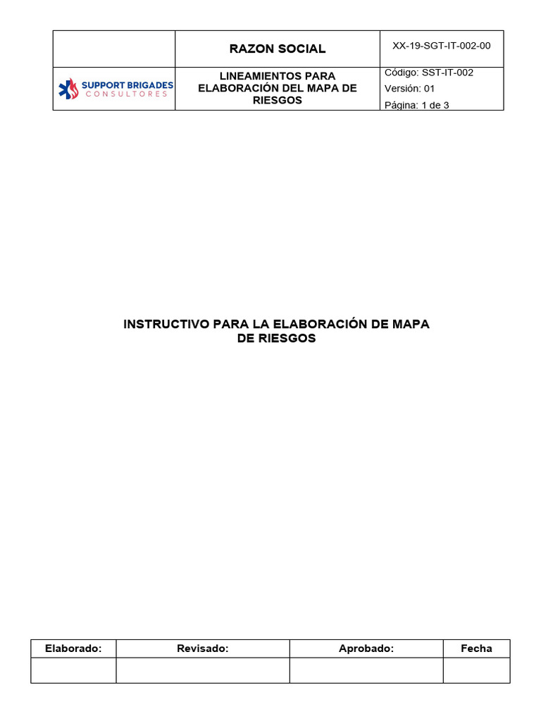 XX-19-SGT-IT-002-00 - Lineamientos para Elaboración de Mapa de Riesgo | PDF | Mapa | Business