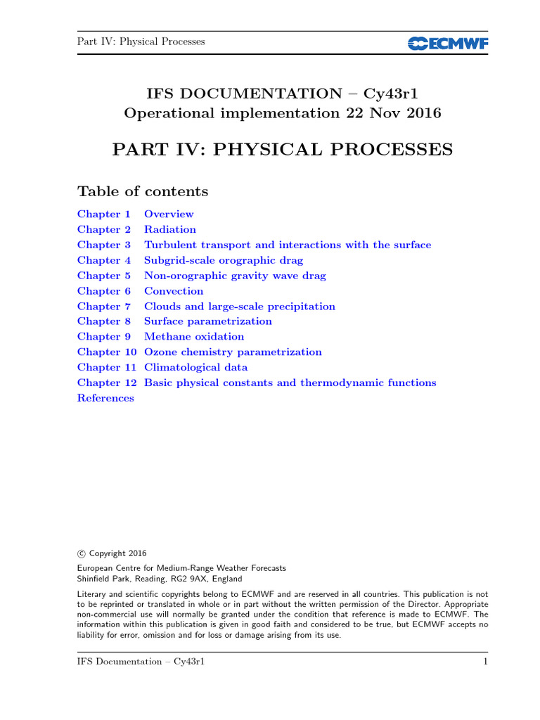 IFS Documentation Part IV - Physical Processes | PDF | Cloud | Turbulence