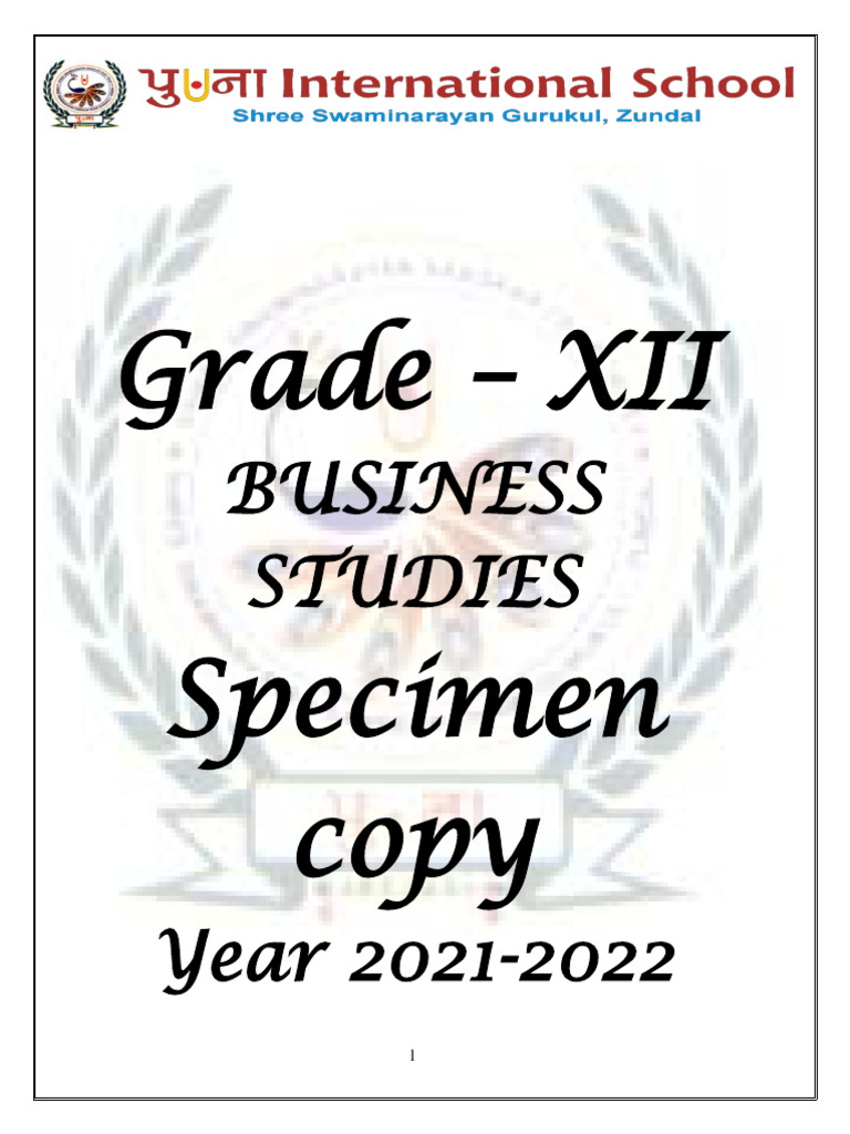 Class - Xii - Business Studies - Study Material - 2021-22 | PDF | Profession | Science
