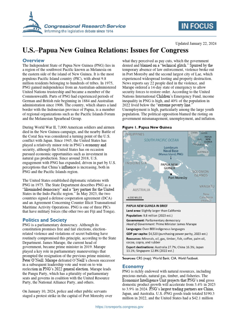 IF11255 | PDF | Papua New Guinea | Congressional Research Service