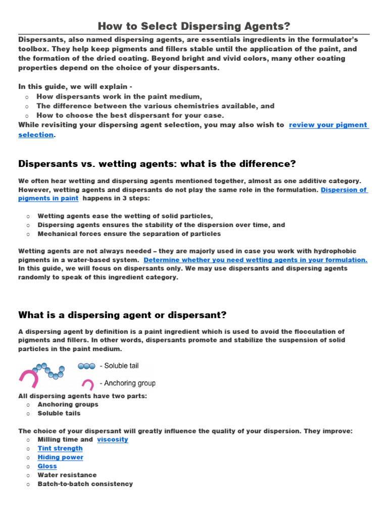 How To Select Dispersing Agents | PDF | Paint | Polymers