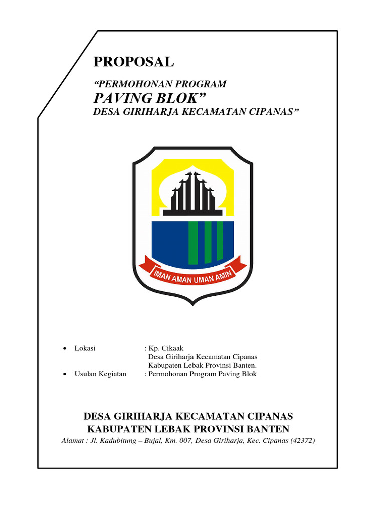 PROPOSAL JALAN PAVING BLOCK KP. CIKAAK Ds. Giriharja | PDF