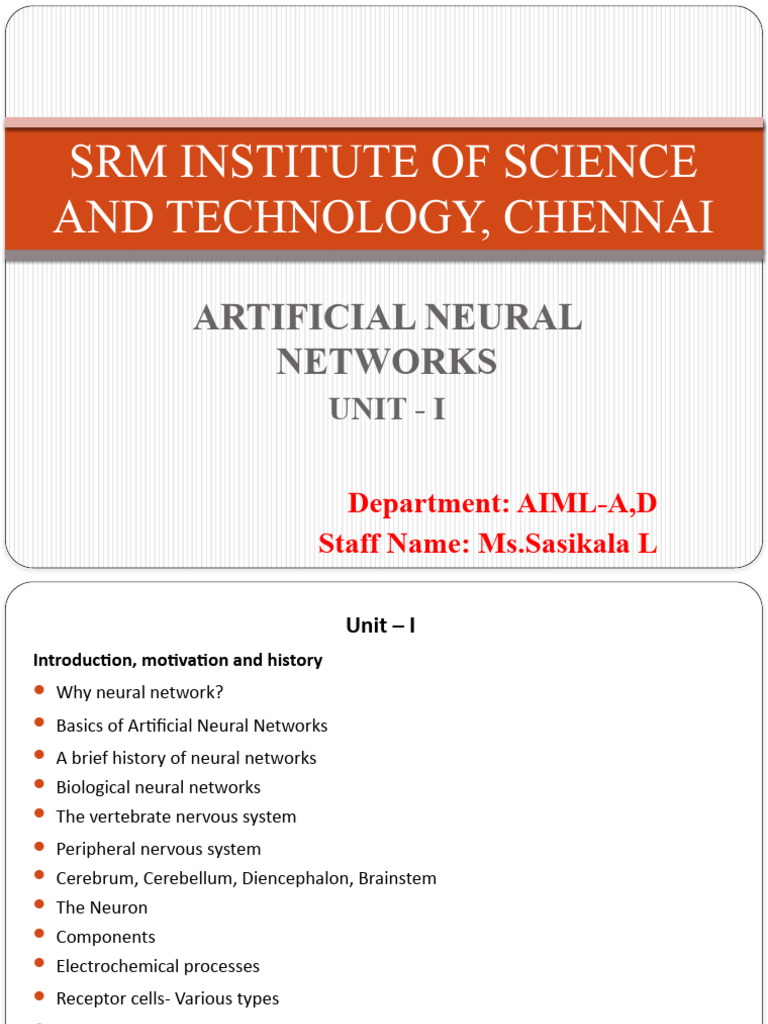 Ann - Unit 1 | PDF | Chemical Synapse | Synapse