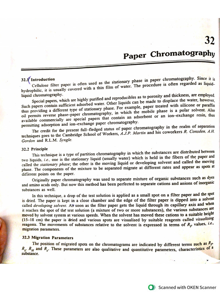 Paper Chromatography Notes Pdf