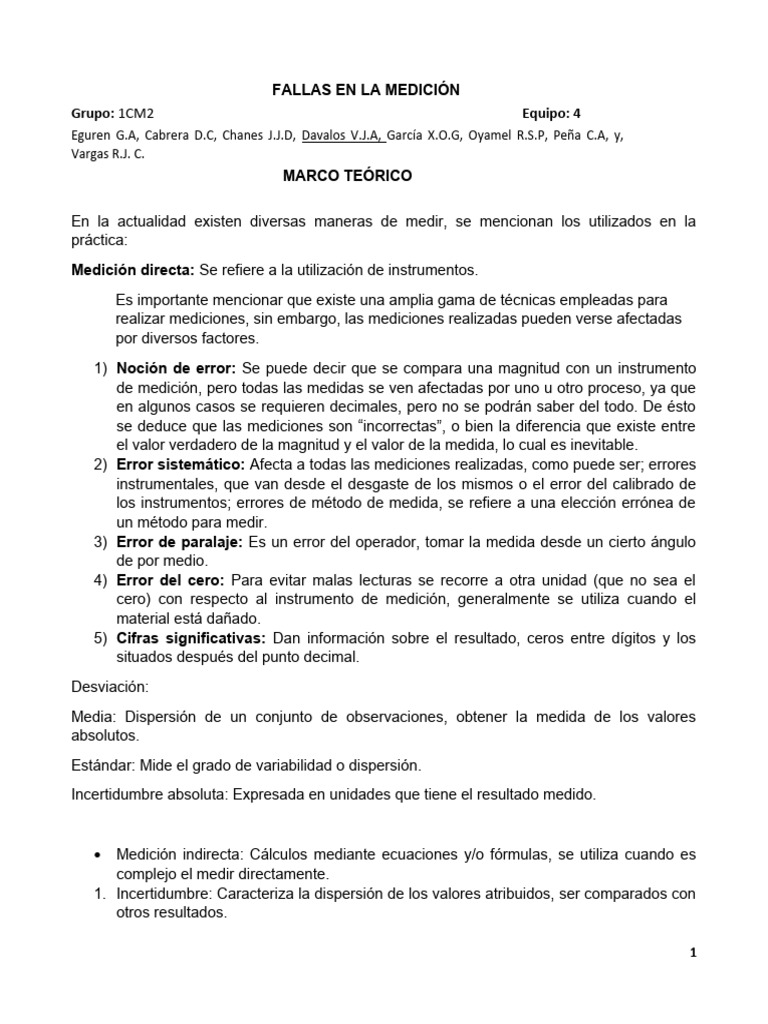 Teoría de Errores | PDF | Medición | Exactitud y precisión