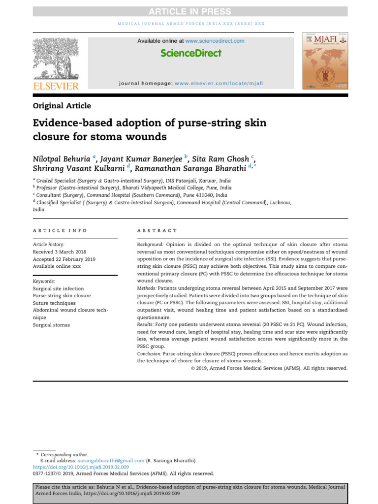 Cierre de Piel de Herida de Estoma Con Tecnica Purse-String | PDF ...