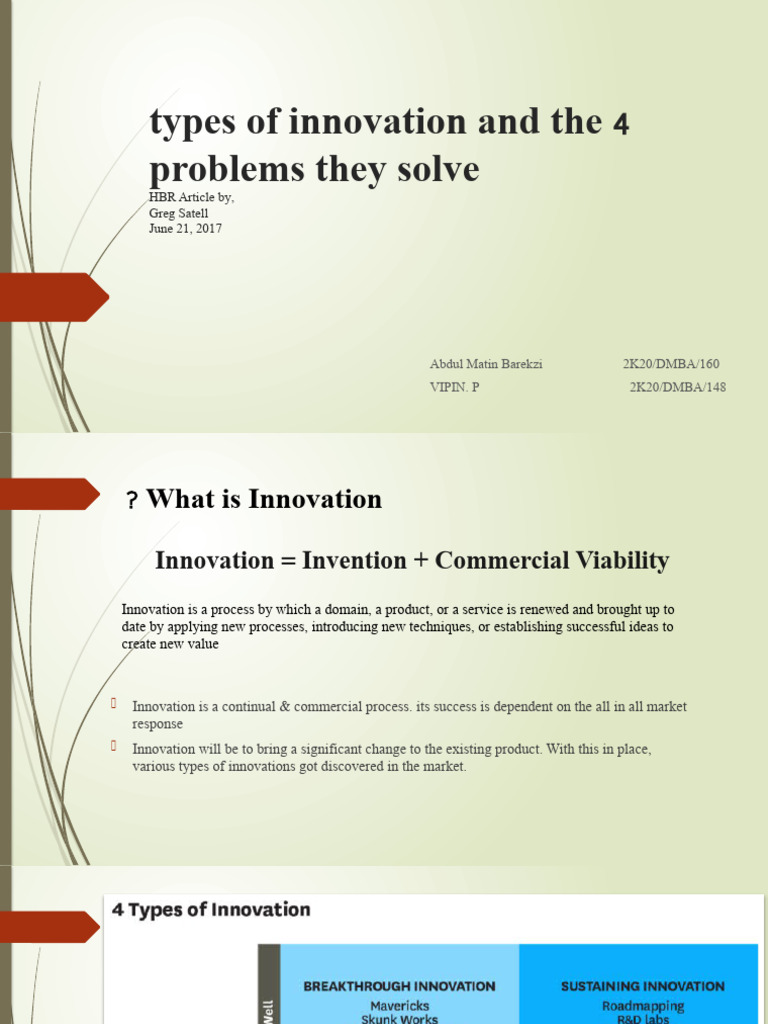 4 Types of Innovation and Problems They Solve - PPTX New | PDF ...