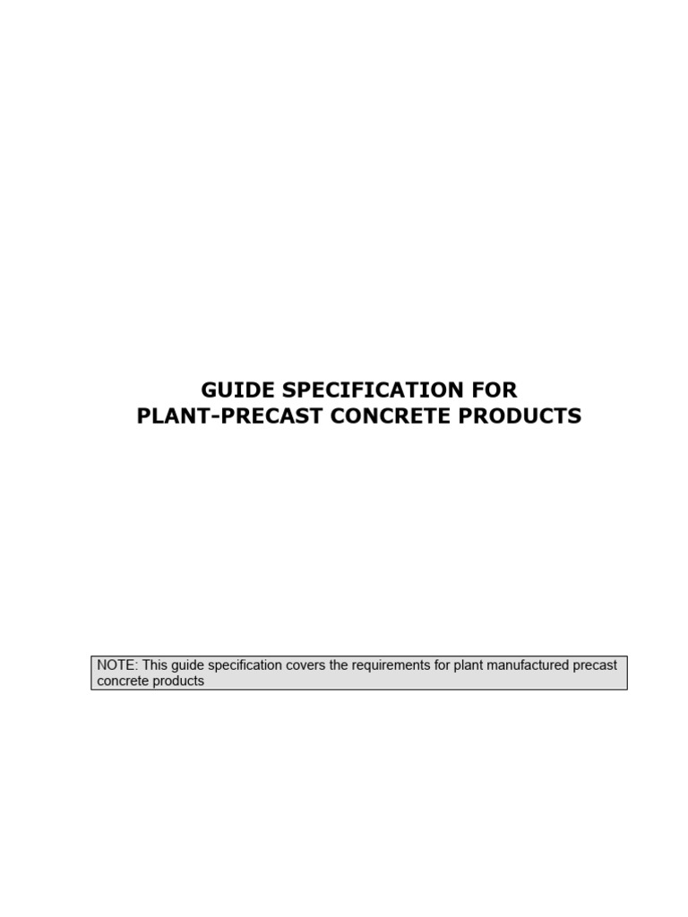 Guide Specifications For Plant Precast Concrete Products | PDF | Concrete | Cement