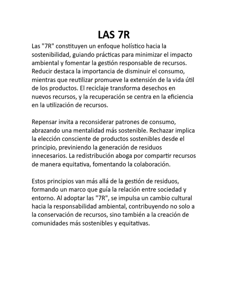 Las 7R | PDF | Salud y bienestar | Ciencia y matemáticas