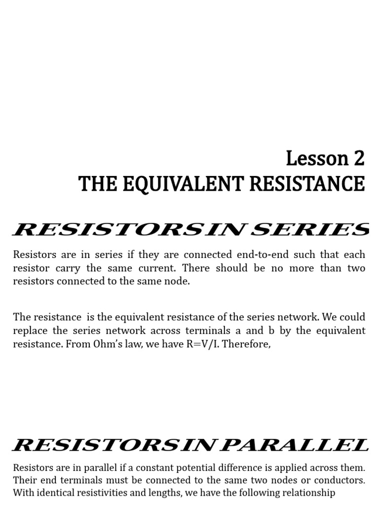Equivalent Resistance in Circuits | PDF | Electrical Resistance And ...