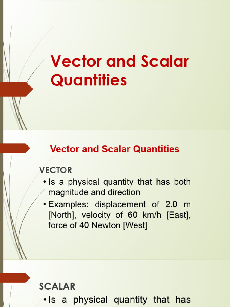 Vector and Scalar Quantities | PDF