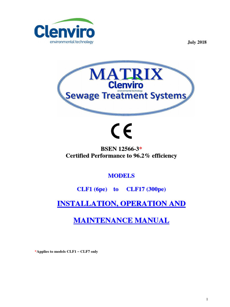MATRIX Installation and Operation Manual - Clenviro | PDF | Sewage Treatment | Filtration