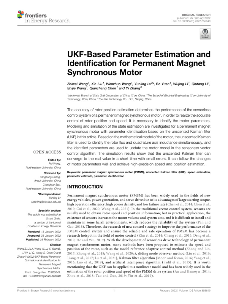 UKF for PMSM Parameter Estimation | PDF | Kalman Filter | Electric Motor